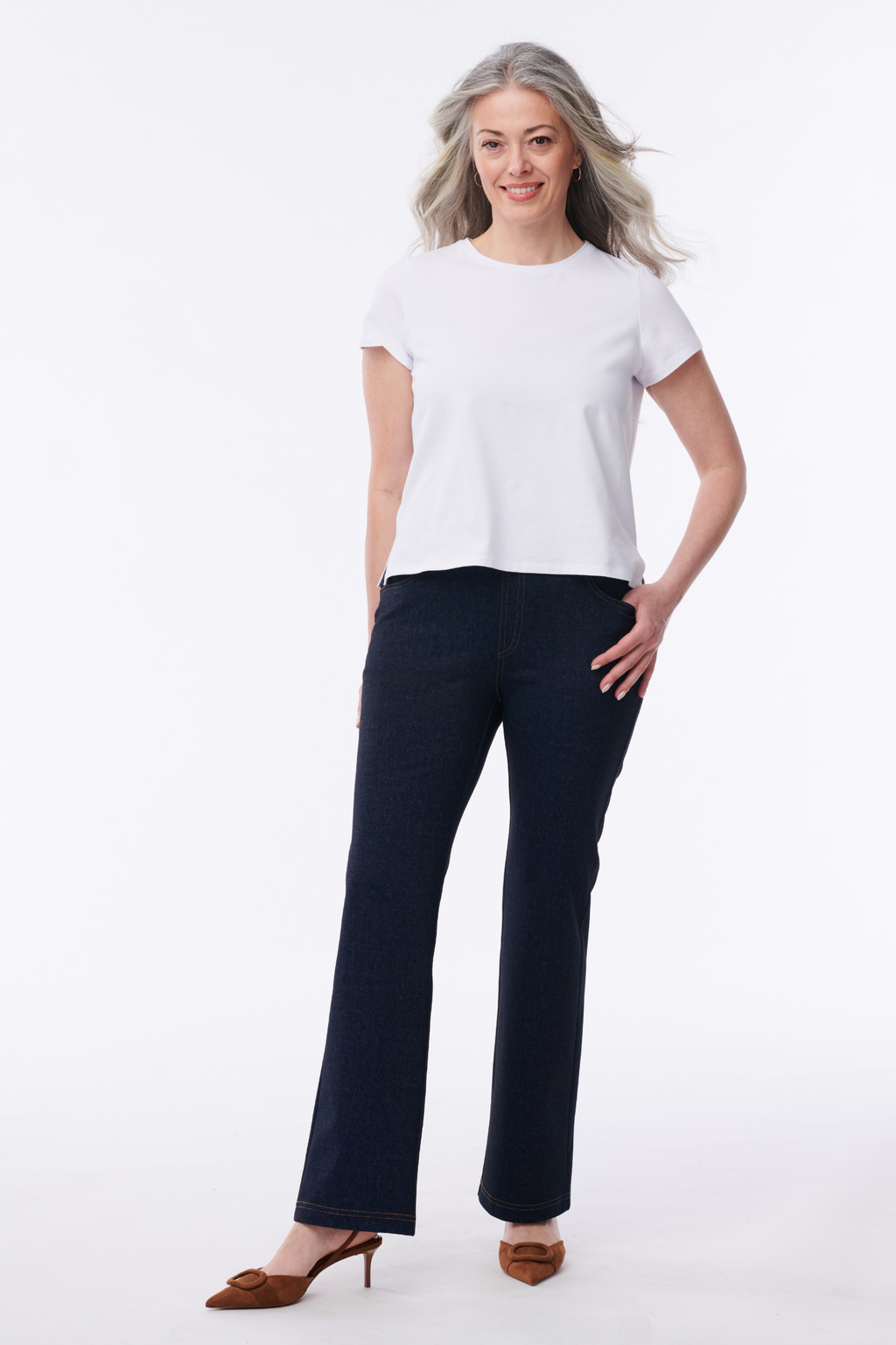 Hanna Ponte Kick Jeans – Pull-On Kick Flare Denim Look – Helene ...