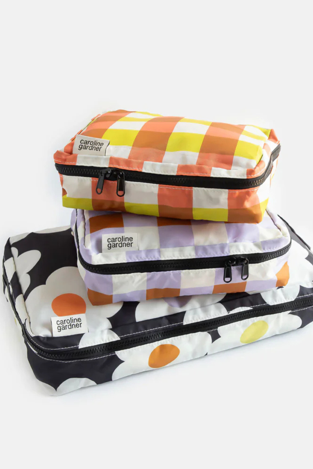 Multi Flower / Check Packing Cubes Set of 3 | UK Designer Caroline ...